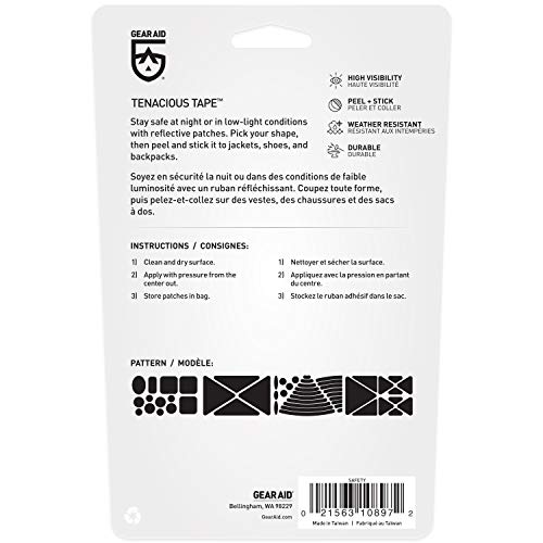 GEAR AID Tenacious Tape Reflective Patches for Safety, Jackets, Bike and Outdoor Gear, Various Sizes, Silver, 3" x 20"- Patches (10897)