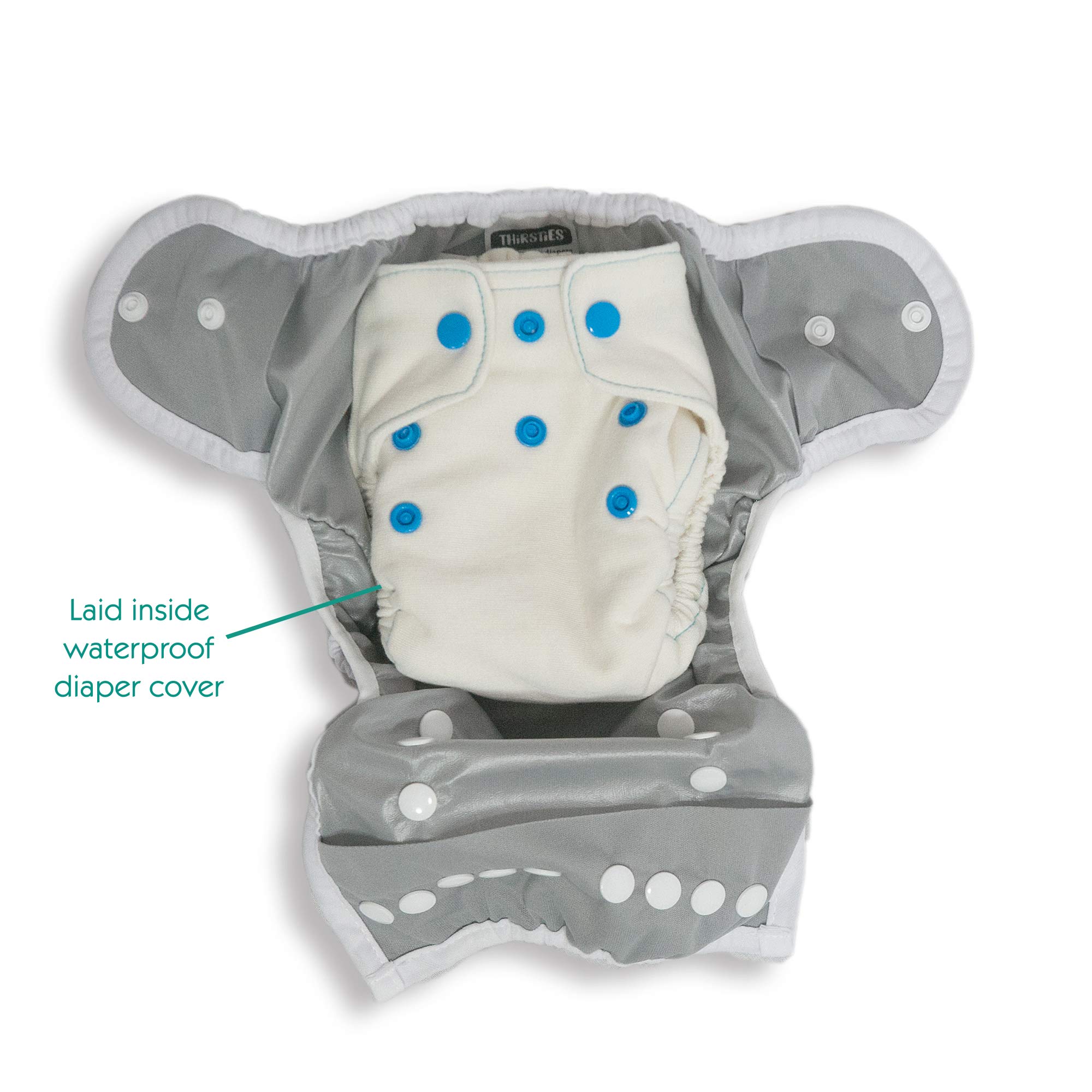 Thirsties Snap Natural Newborn Bamboo Fitted Cloth Diaper, Fin