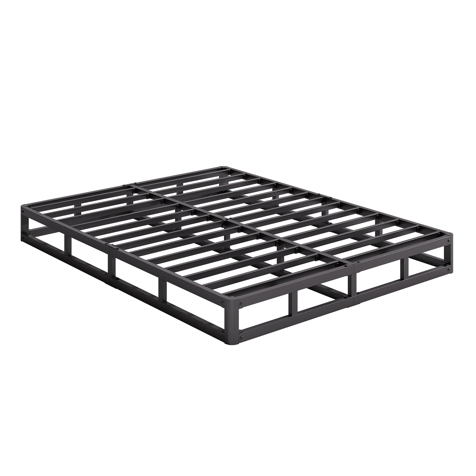 Bednowitz King Box Spring,5 Inch Low Profile Metal Boxspring with Non-Slip Fabric Bed Cover, Sturdy Heavy Duty Steel Structure Bed Base, Noise-Free Mattress Foundation, Easy Assembly,Black