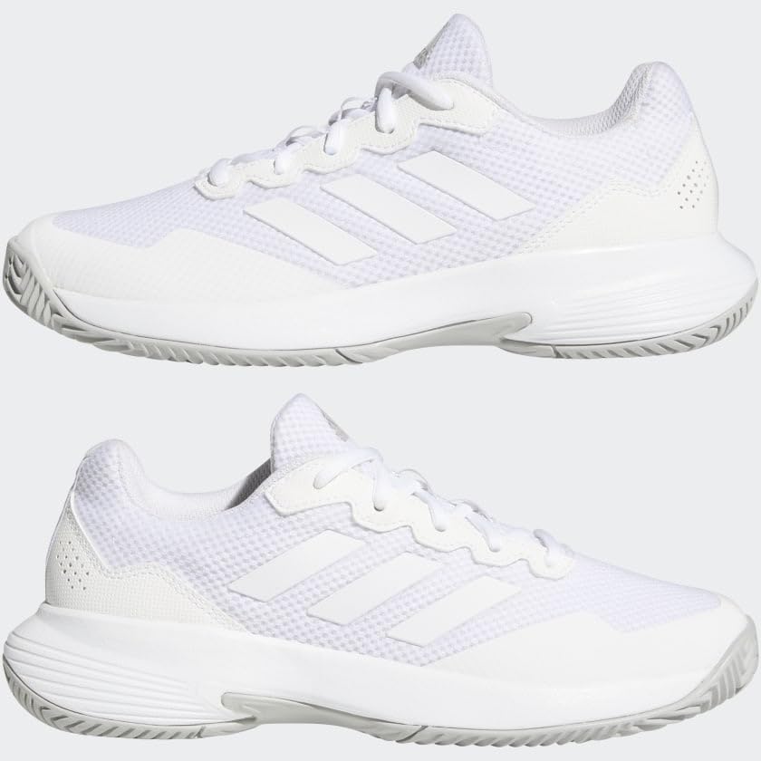 adidas Women's GameCourt 2 Tennis Shoe, White/White/Grey, 8