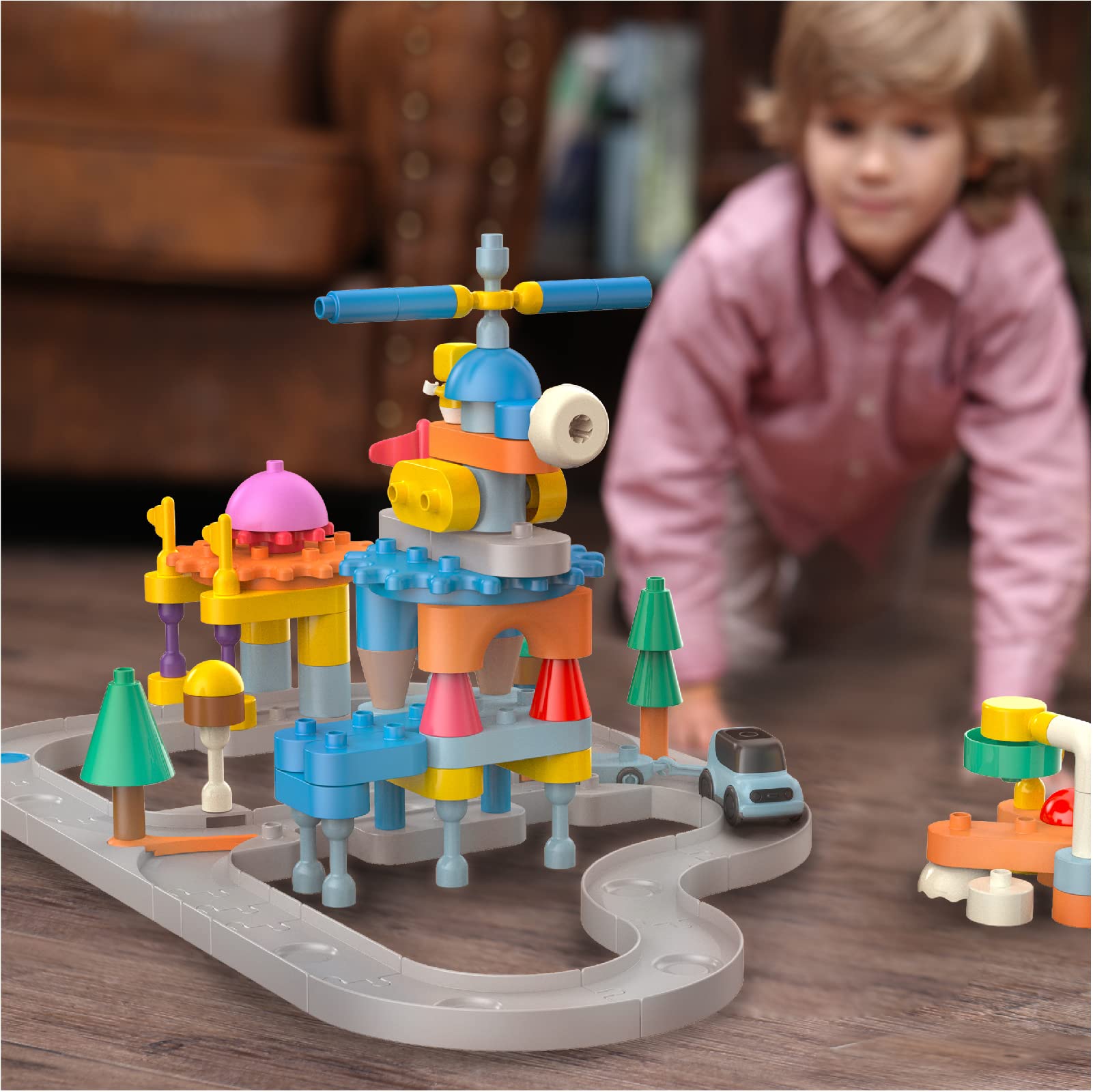BOTZEES Coding Train Set for Toddler Train Sets for Kids Car Train Toys Tracks Fits for Girls & Boys Ages 2+(147 Pieces)