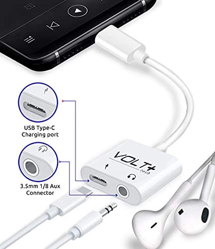 VOLT PLUS TECH USB C to 3.5mm Headphone Jack Audio Aux & C-Type Fast Charging Adapter Compatible with Your Google Pixel C 32GBand Many More Devices with C-Port