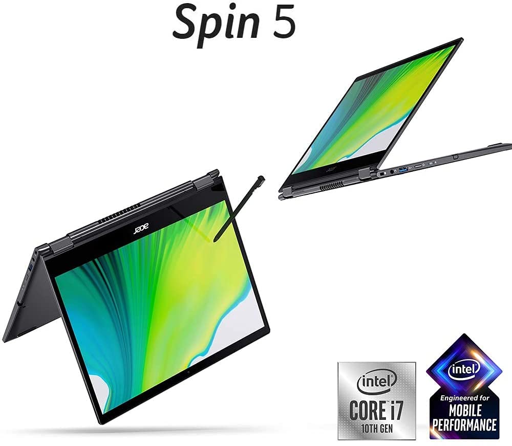 Acer Spin 5 Laptop, Intel i7-1065G7, 3:2 13.5" 2K IPS 2-in-1 Touch Display, Wi-Fi 6, Two Thunderbolt 3, Webcam, Long Battery: 15hr, Active Stylus, W/ Accessories (16GB RAM | 1TB PCIe SSD)