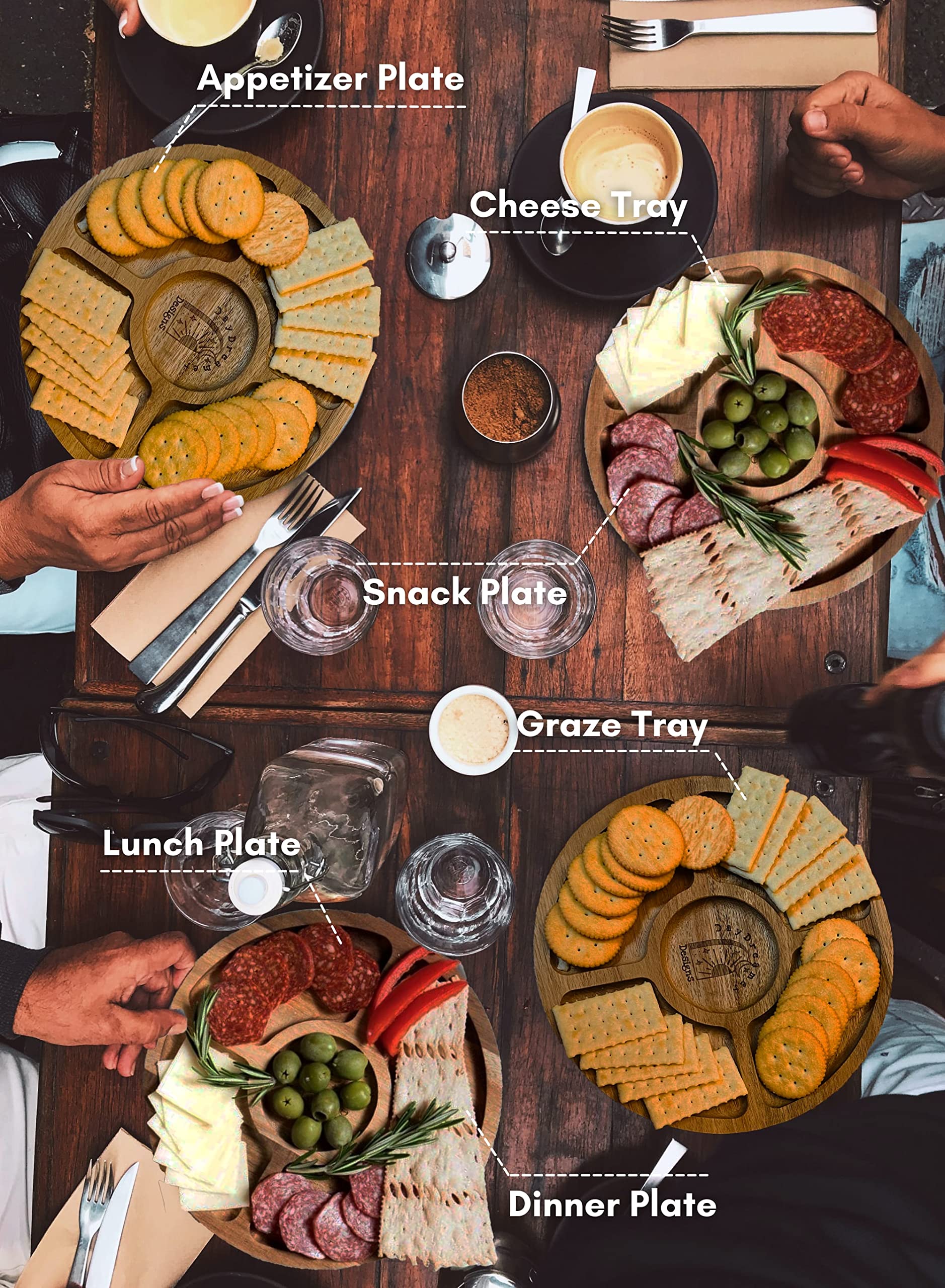 Daydreamer Designs Cheese Board Set (9” x 3/4”), Mini Charcuterie Boards – Acacia Wood, Cheese Boards Charcuterie Boards, - Charcuterie Board Gift Set– Mini Cheese Board, Small Cheese Board, 9in