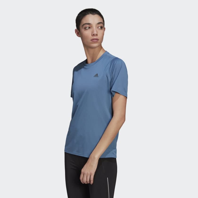 adidas Women's Icon 3 Bar Running Tee, Altered Blue, Medium