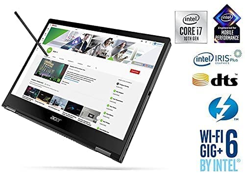 Acer Spin 5 Laptop, Intel i7-1065G7, 3:2 13.5" 2K IPS 2-in-1 Touch Display, Intel Iris Plus Graphics, Wi-Fi 6, Two Thunderbolt 3, Webcam, Active Stylus w/32G Card(16GB RAM | 1TB PCIe SSD)