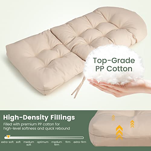 Giantex Patio Adirondack Chair Cushion - 49β x 23β High Back Rocking Chair Cushion w/Fixing Straps, Durable & Fade Resistant, 5β Thick Tufted Seat Pad for Indoor & Outdoor Chairs (Beige, 1)