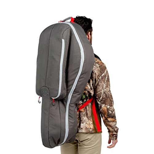 Allen Company Titan Krait Crossbow Case - Soft-Shell Design - Fits Scoped Narrow Limb Crossbows - Oversized Pockets for Bolts, Quivers, and More - Gray/Red - 37" x 19.5"