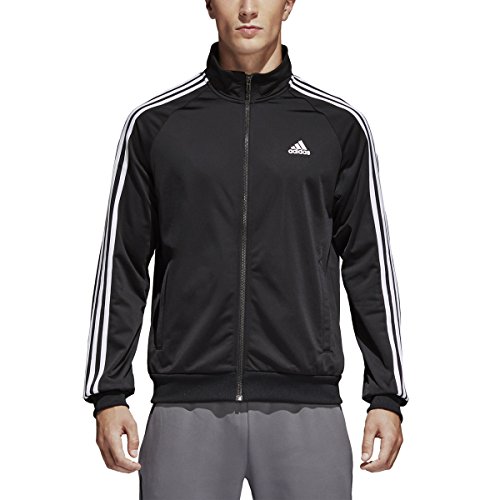 adidas Men's Essentials 3-Stripe Tricot Track Jacket, Black/White, X-Large