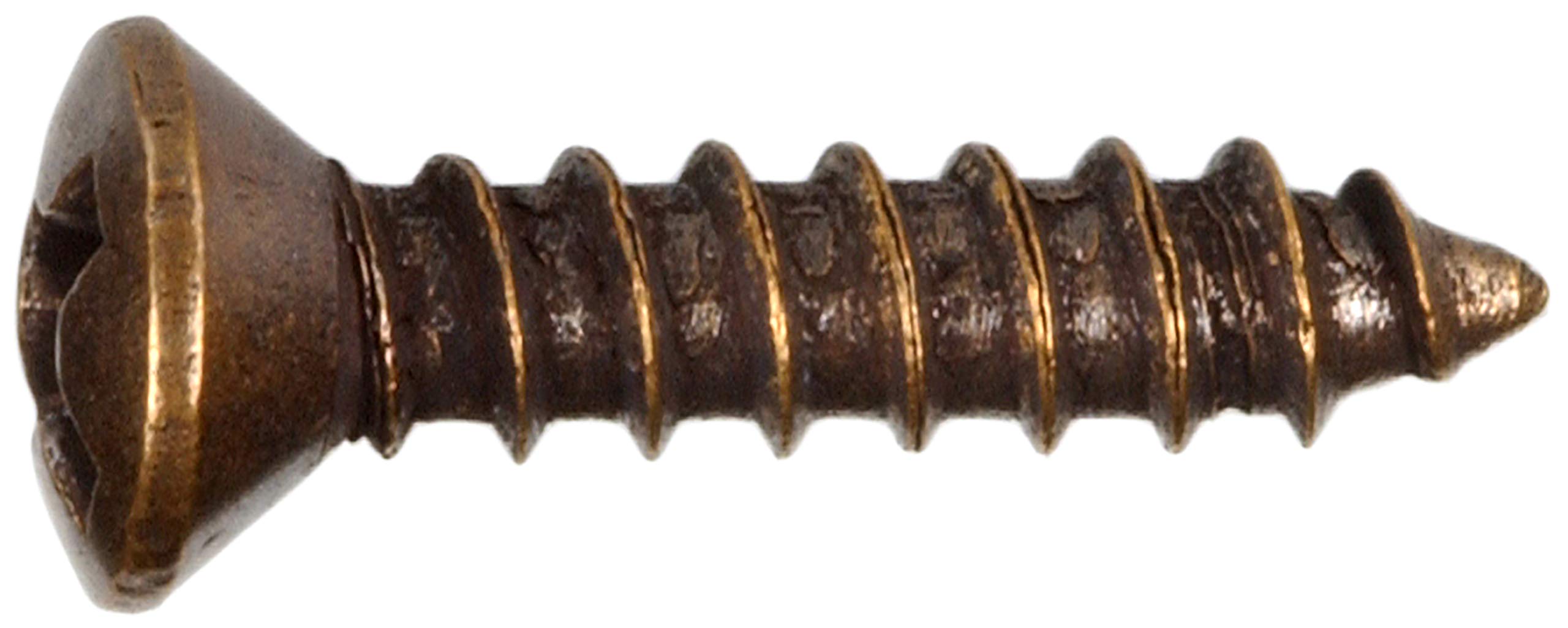 Hillman 2854 8 x 1-Inch Oval Head Antique Brass Decorative Sheet Metal Screw, 30-Pack