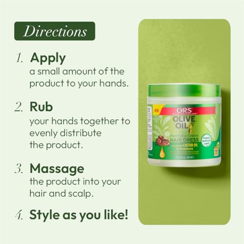 ORS Olive Oil Fortifying Cream Hair Dress Infused with Castor Oil for Strengthening 6 Ounces