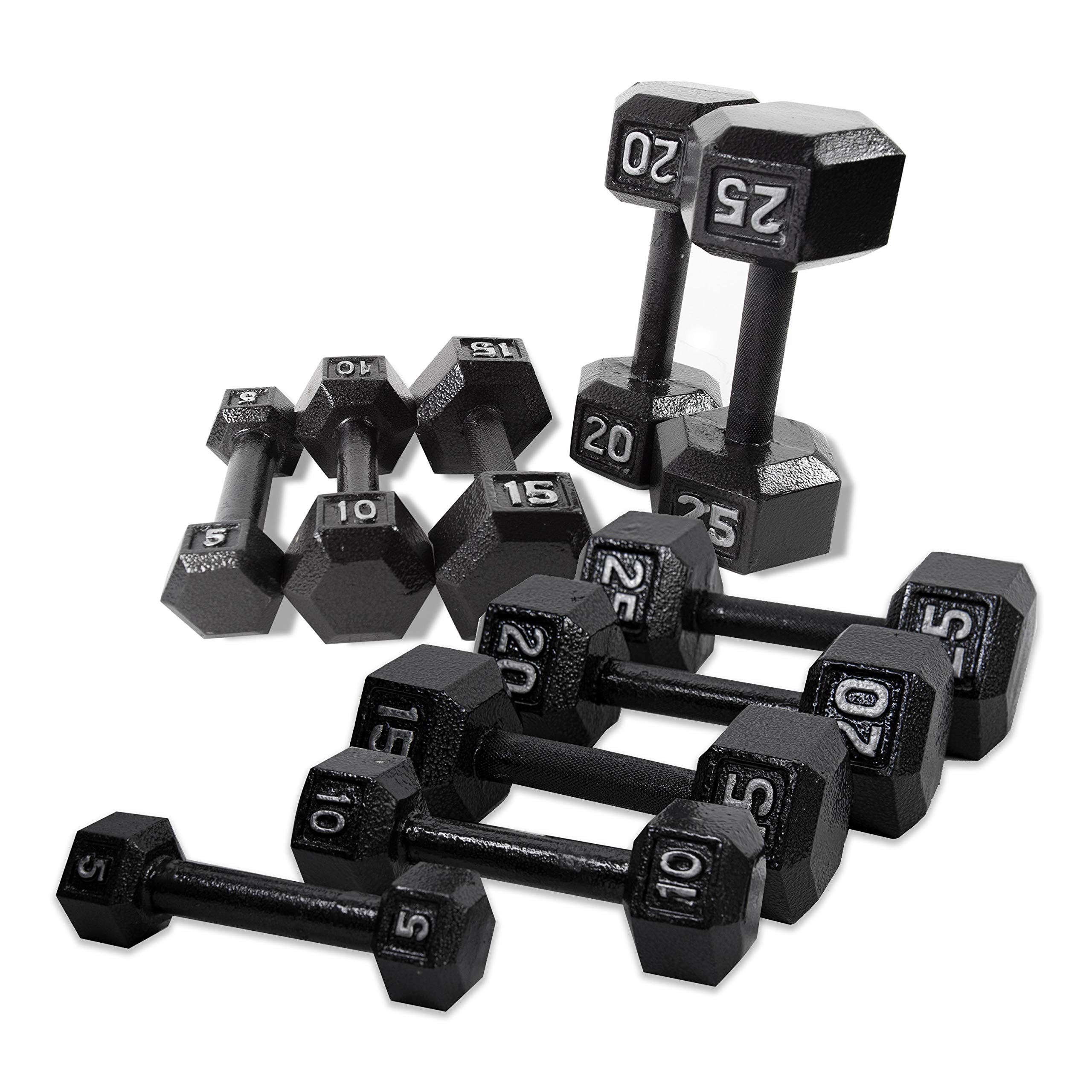 CAP Barbell 150 Pound Cast Iron Dumbbell Set, Black