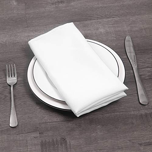 Ascoza 25pcs Polyester Cloth Napkins - 20 x 20 inch White Dinner Washable Napkins with Hemmed Edges for Restaurant/Wedding/Hotel(25,White)