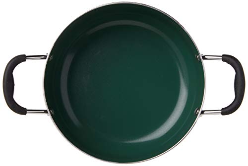 Gibson Home Eco-Friendly Hummington Forged Aluminum Non-Stick Ceramic Cookware with Soft Touch Bakelite Handle, 5-Quart Dutch Oven, Grey and Green