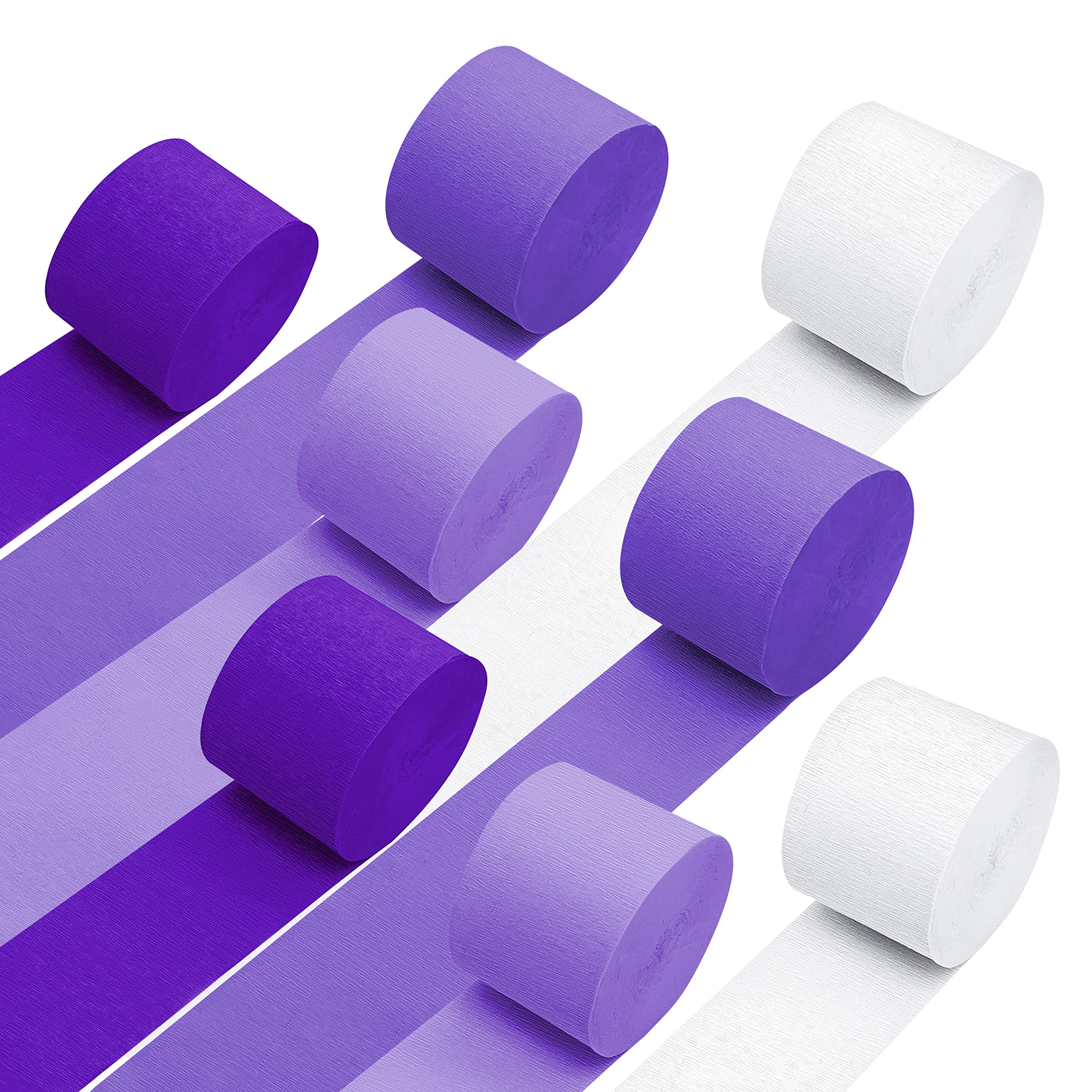 YSSAI Purple Party Decorations Purple Crepe Paper Streamers 8 Rolls 656 ft Tassels Streamer Garland Hanging Backdrops Decorations for Birthday Wedding Bridal Baby Shower Lilac Theme Party Decoration