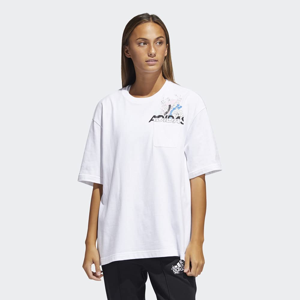 adidas Womens Nini Graphics Pocket Tee White XX-Large