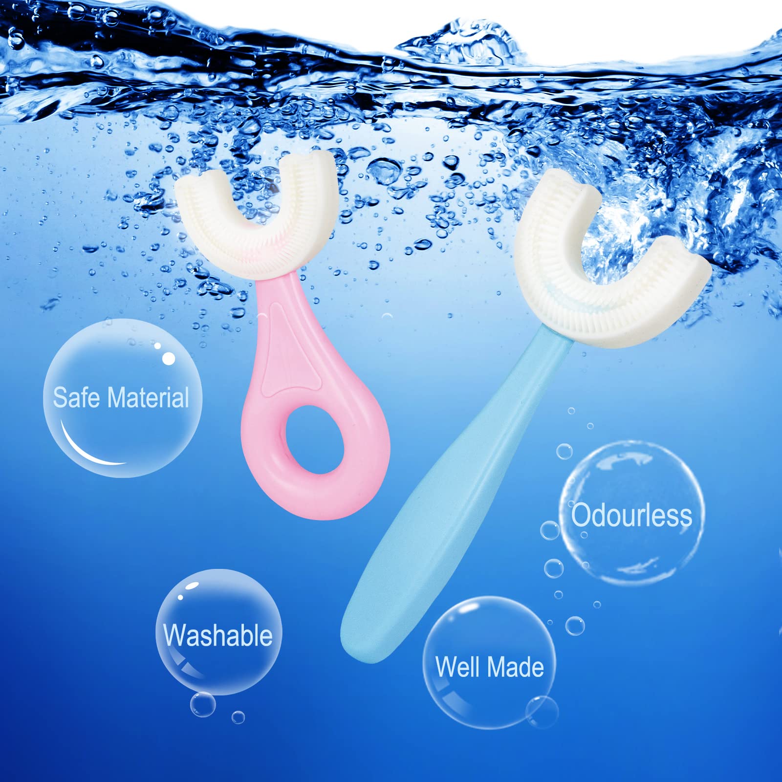 BLUEEZREAL 3Pcs U-Kid-Shaped Toothbrush Kids, for Kids Age 6-12, Children Toothbrush, 360 Degree Toothbrushes U Shape, Gentle Cleaning & Protect Teeth Gums, Multicolor