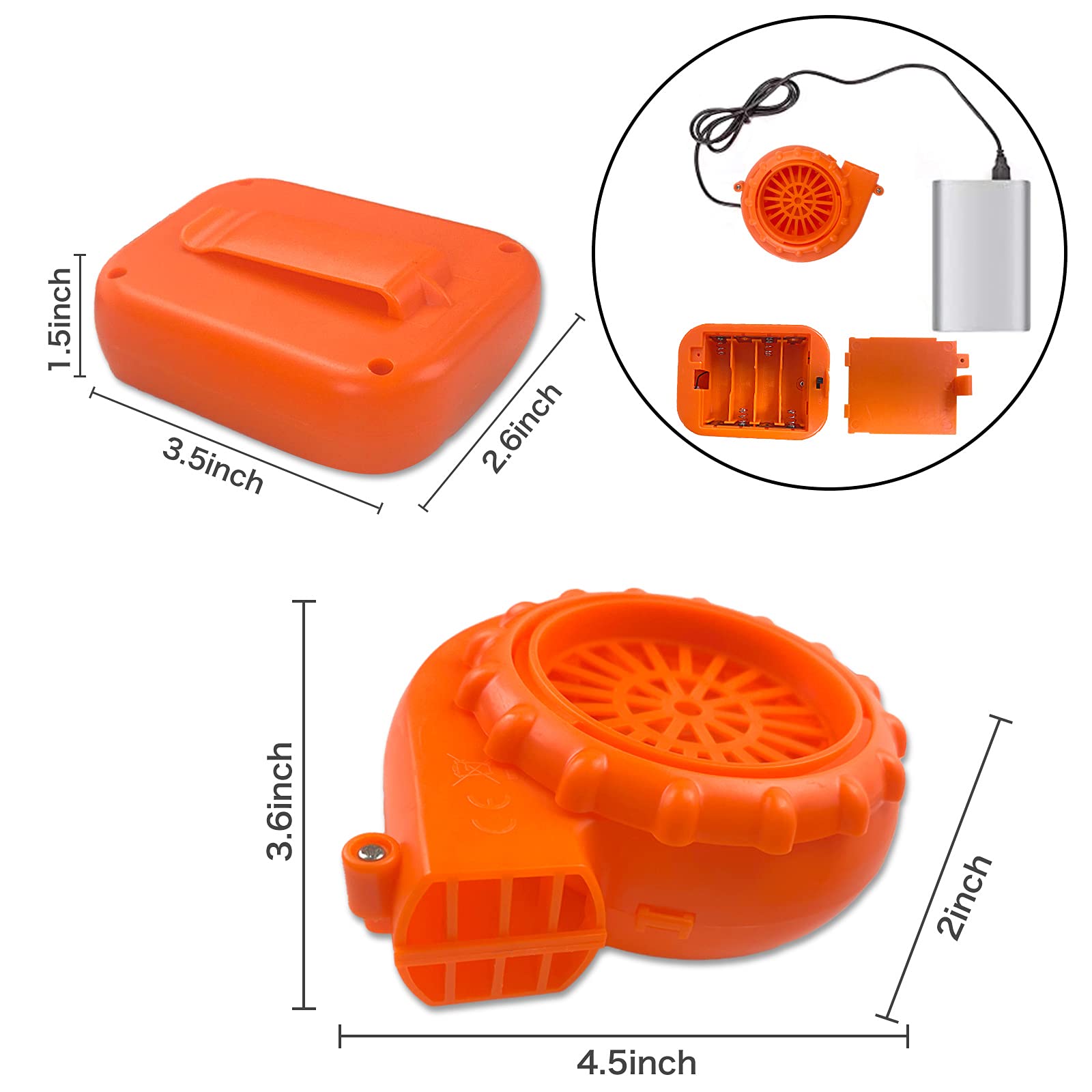 Asekonc Halloween Mini Blower Fan for Halloween Dinosaur Costume or Doll Mascot Head or Other Inflatable Game Clothing Suits, Orange