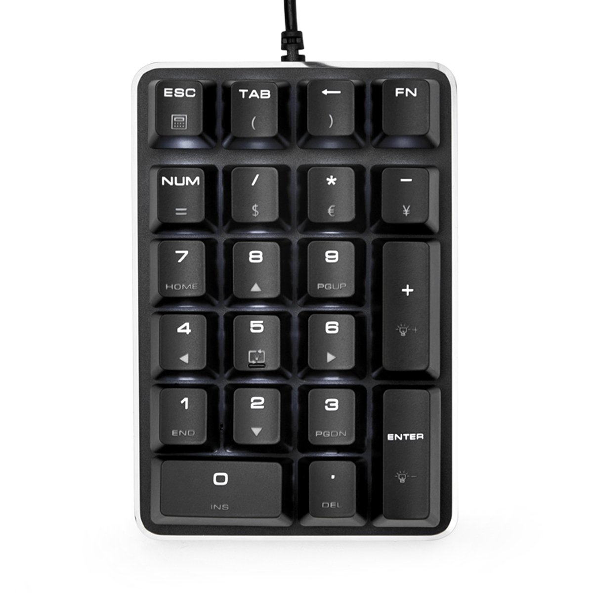 Qisan Mechanical Numeric Keypad Wireless Bluetooth Keypad Cherry MX Blue Switch 21 Keys Mini Numpad Portable Keypad Extended Layout Magicforce for for Financial Cashier Securities-Black