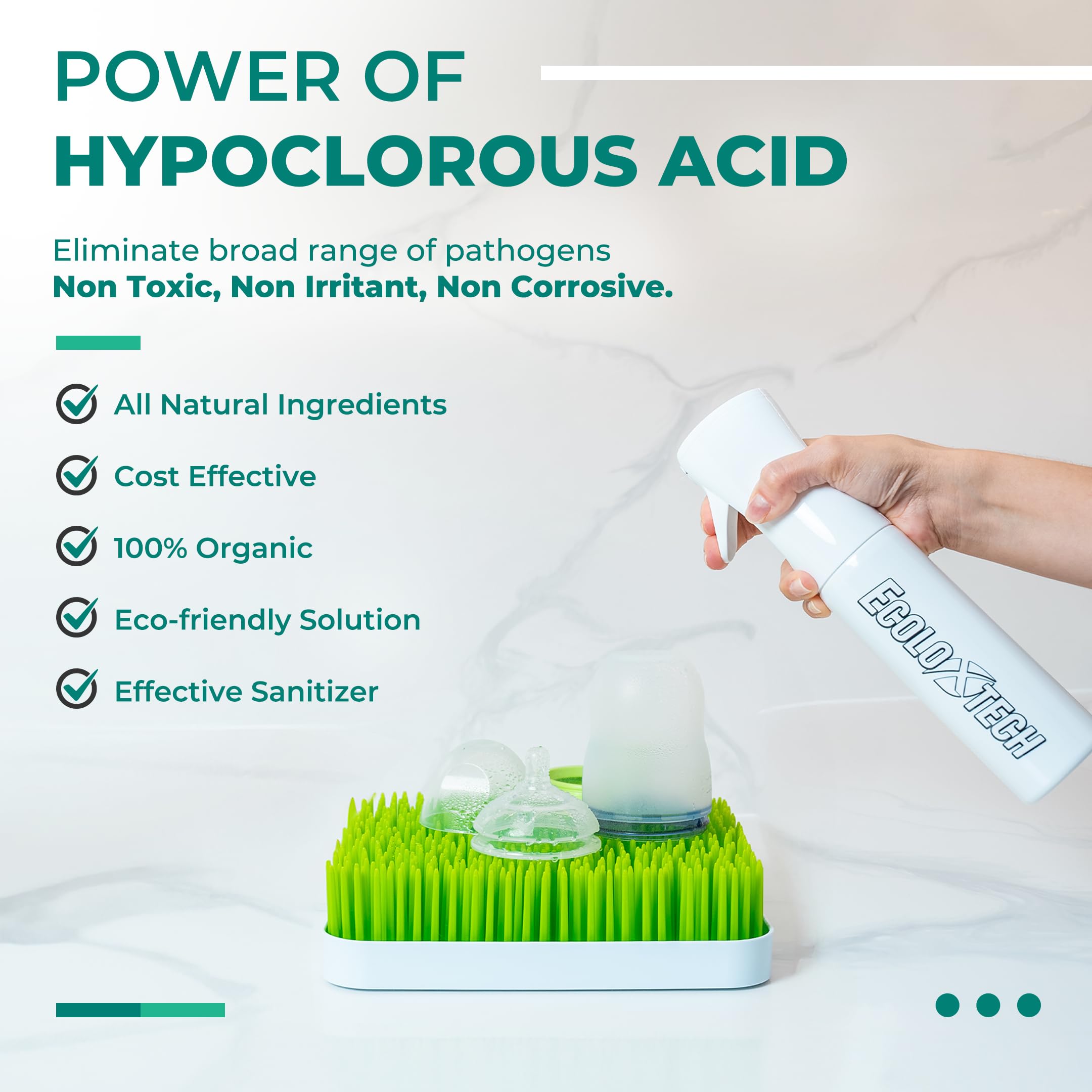 Ecoloxtech Eco One Electrolyzed Water System - Portable Hypochlorous Acid Generator - with Chlorine & pH Test Papers - HOCL Hypochlorous Mist - Sodium Hypochlorite Generator