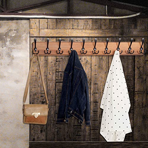 WEBI Coat Rack Wall Mount,Coat Hooks Wall Mounted,16ββ Hole to Hole,Wood Coat Hanger Wall,Hook Rack Rail,5 Triple Hooks for Hanging Coats,Jacket,Clothes