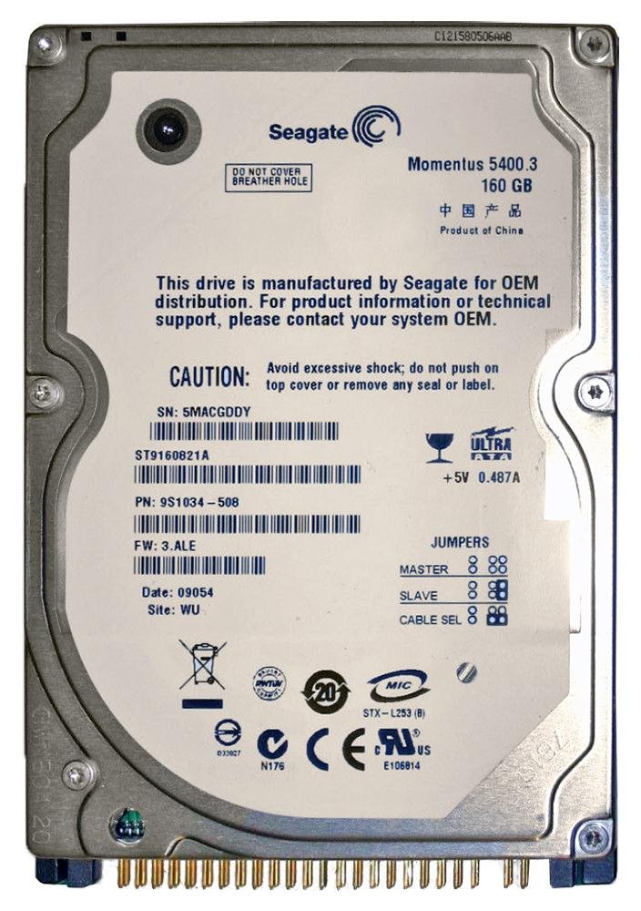 Seagate Momentus 5400.3 160 GB,Internal,5400 RPM,2.5" (ST9160821A) Hard Drive