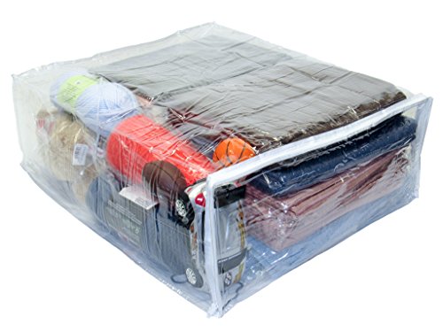 Oreh Homewares X-Large (20" x 23" x 8") Heavy Duty Vinyl Zippered Storage Bags (Clear) for Sweaters, Blankets, Comforters, Bedding Sets (15.9 Gallon) 10-Pack