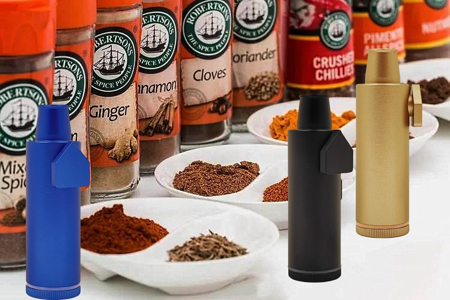 OMO High-capacity Metal Ieak-proof Bottle (3nd Generation Upgrade Version) (Black Blue Gold)Portable Pepper Shaker (3 pack)