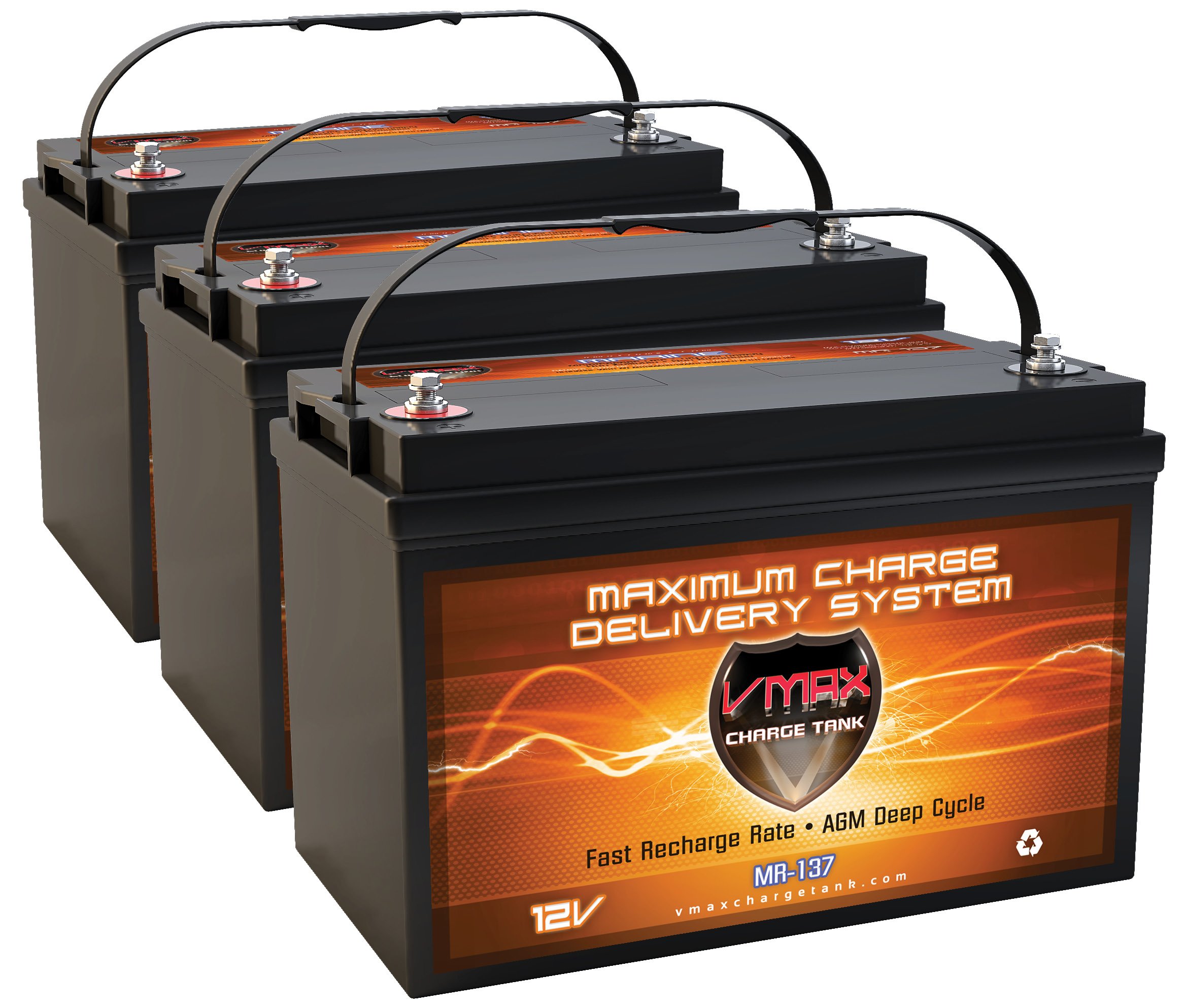 QTY3 VMAX MR137-120 12V 120AH AGM Deep Cycle Group 31 Batteries for Minn Kota Riptide Terrova 112,36V 112lb Trolling Motor