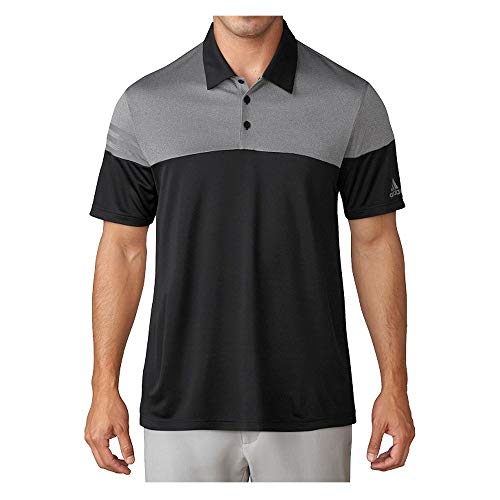 adidas Men's Golf 3-Stripes Heather Block Polo Shirt, Black, X-Large