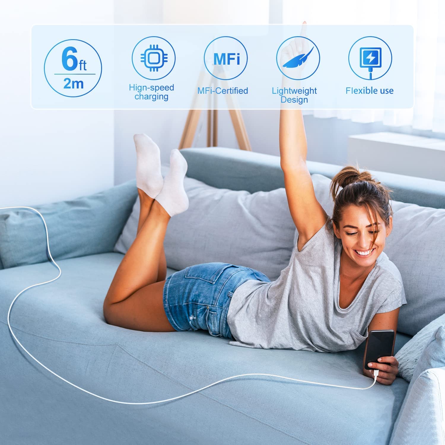 Quntis iPhone Charger 3 Pack 6ft [MFi Certified] iPhone Fast Charging Cable Cord Short USB A to Lightning Cable for iPhone 14 13 12 11 Pro Max XR XS X SE 8 7 6s 6 Plus 5S 5C 5 iPad Air Mini Airpods
