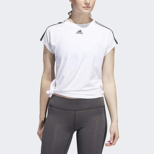 adidas Women’s 3-Stripes Tie Tee, White, X-Large