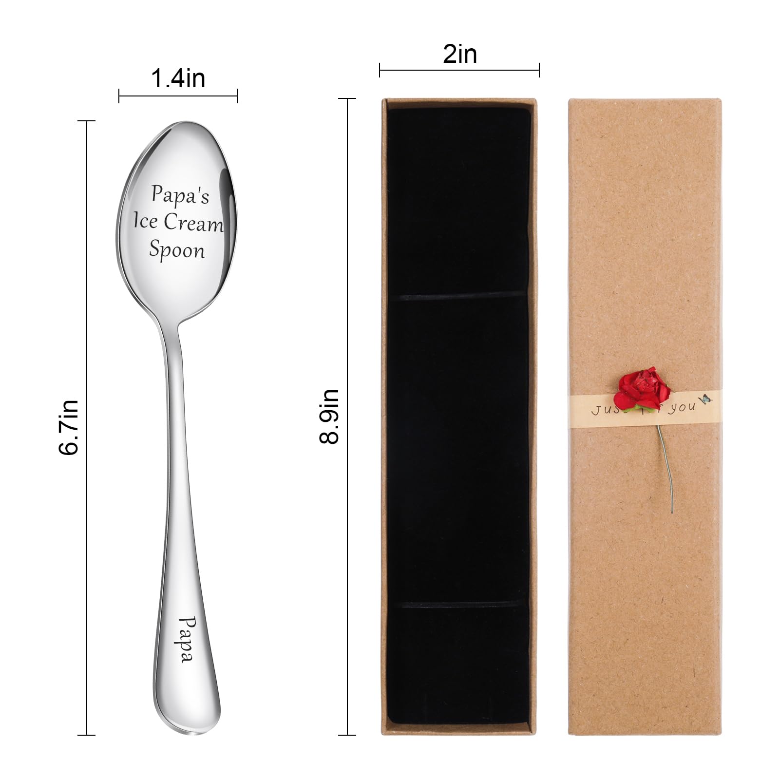 Atdesk Custom Spoon, Stainless Steel Coffee Spoon, Engraved Name Ice Cream Spoon, Anniversary Birthday Christmas Gifts, Mirror Finished & Dishwasher Safe (1)