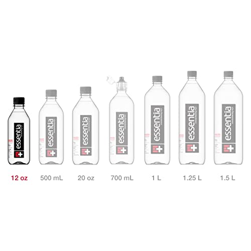 Essentia Water; Ionized Alkaline Bottled Water; 99.9% Pure; 9.5 pH or Higher; Consistent Quality in Every BPA and Phthalate-Free Bottle; 12 Fl Oz (Pack of 12)