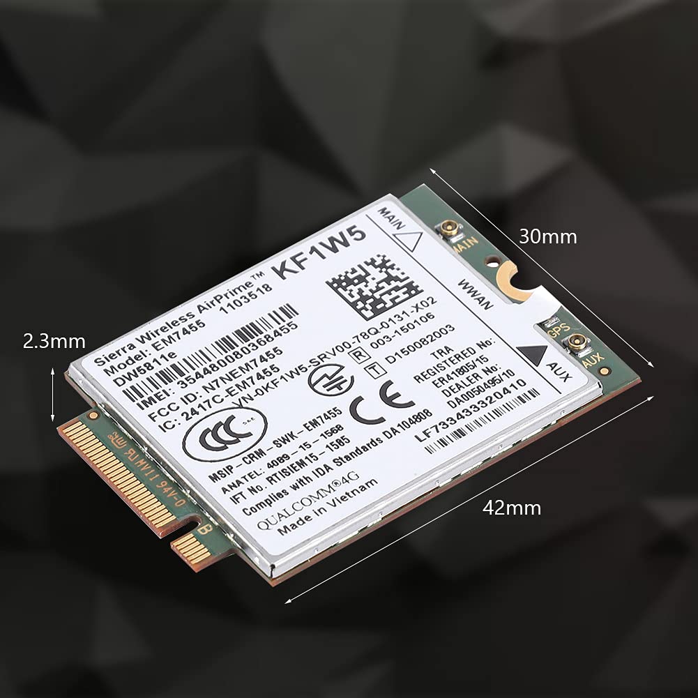 EM7455 4G Module Network Card, PCIe M.2 Replacement EM7455 Network Card for DW5811e 3P10Y 300 Mbps 4G LTE WWAN NGFF Card Module Fit for PC Laptops