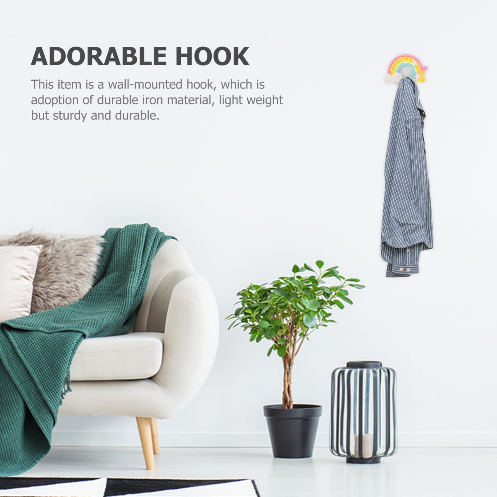 Cabilock 4Pcs Adhesive Rainbow Hook Drill Wall Hangers Hooks Waterproof Sundries Key Organizer Hook for Home Office Bedroom