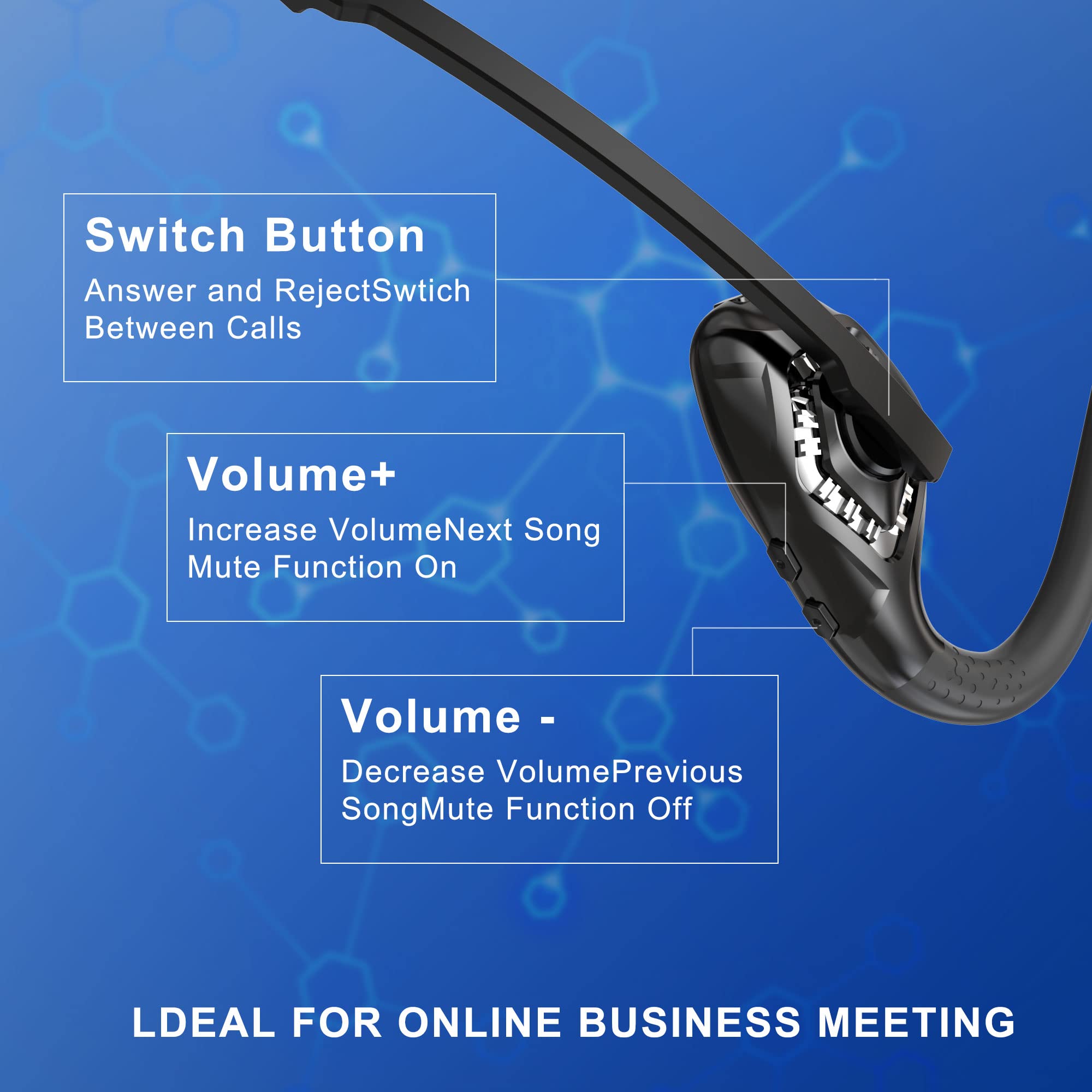 Bluetooth Headset V5.2, Wireless Headset with CVC8.0 Dual Mic Noise Cancelling Bluetooth Earpiece 150 Hrs Standby Time Hands-Free Bluetooth Earphones for Cell Phone iPhone Business/Workout/Driving