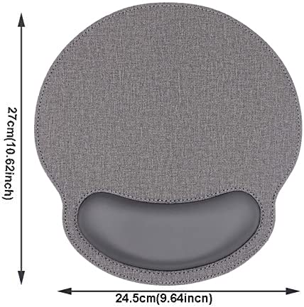 RICHEN Ergonomic PU Leather Mouse Pad with Wrist Support,Comfort Memory Foam,Waterproof Surface,Non- Slip Rubber Base for Computer Laptop & Mac,Lightweight Rest for Home,Office & Travel (Grey)