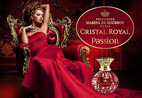 Princesse Marina de Bourbon Cristal Royal Passion Eau de Parfum for Women - Opens with Pear, Blackcurrant and Bergamot - Blended with Jasmine and Violet - For Elegant Ladies - 3.4 oz