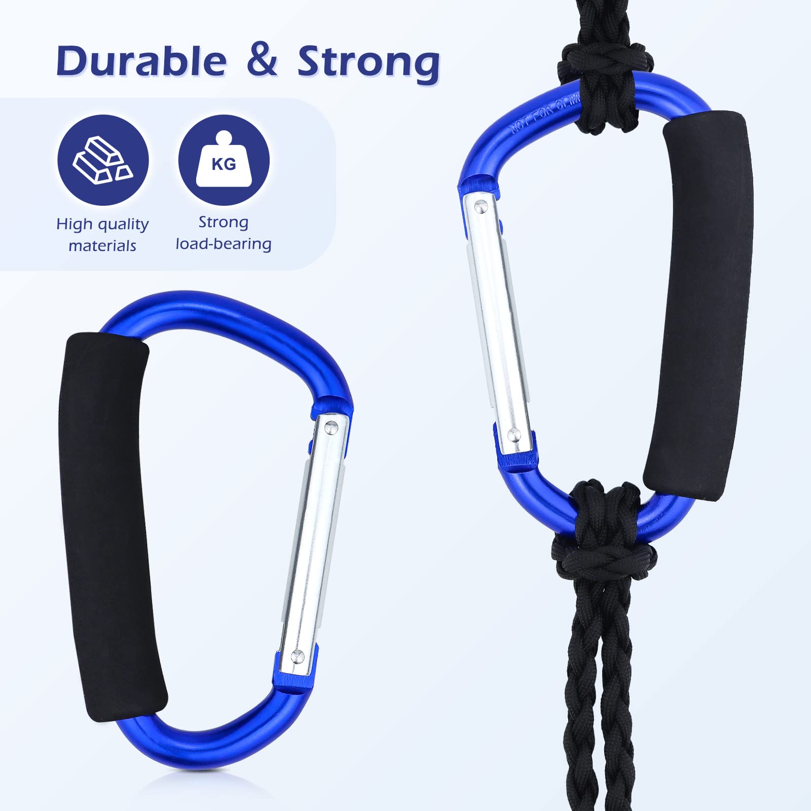JIALEEY Grocery Bag Shopping Bag Holder Handle Carrier Tool Multi Purpose Snap Hook Stroller Hook Set Organizer Accessories with Soft Foam Grip for Hanging, Pack of 2, Blue