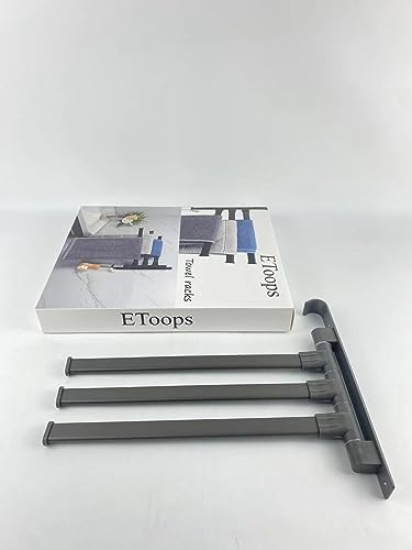EToops Towel Racks, Swivel Towel Rack, Rustproof and Durable Space Saving Towel Hanger, Towel Bar Swing Out 180° Rotation, Wall Mounted/Glue Mounted Towel Rod with Hook for Bathroom, Kitchen