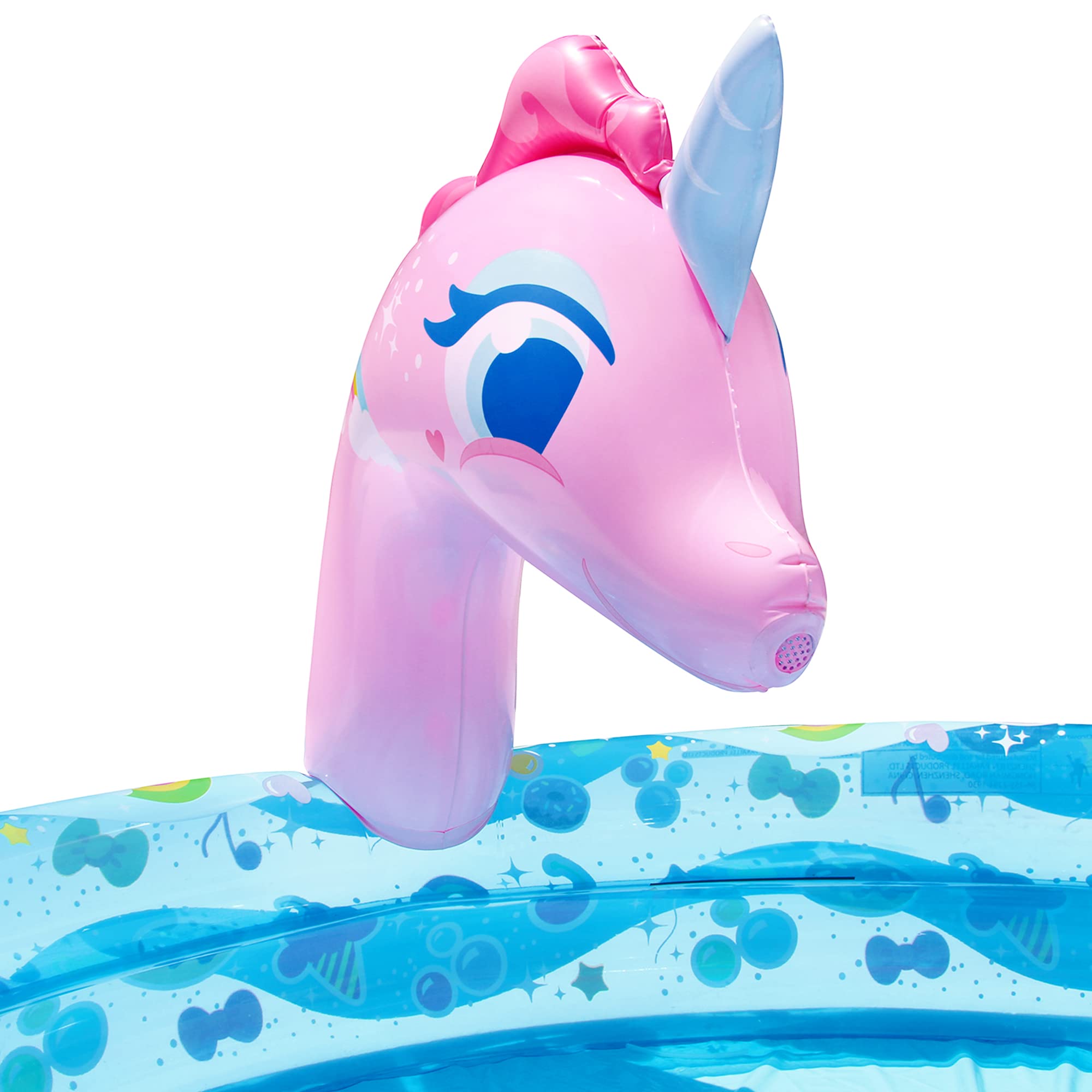 BANZAI Spray 'N Splash Unicorn Pool, Length: 78 in, Width: 60 in, Height: 32 in, Inflatable Outdoor Backyard Water Slide Splash Toy