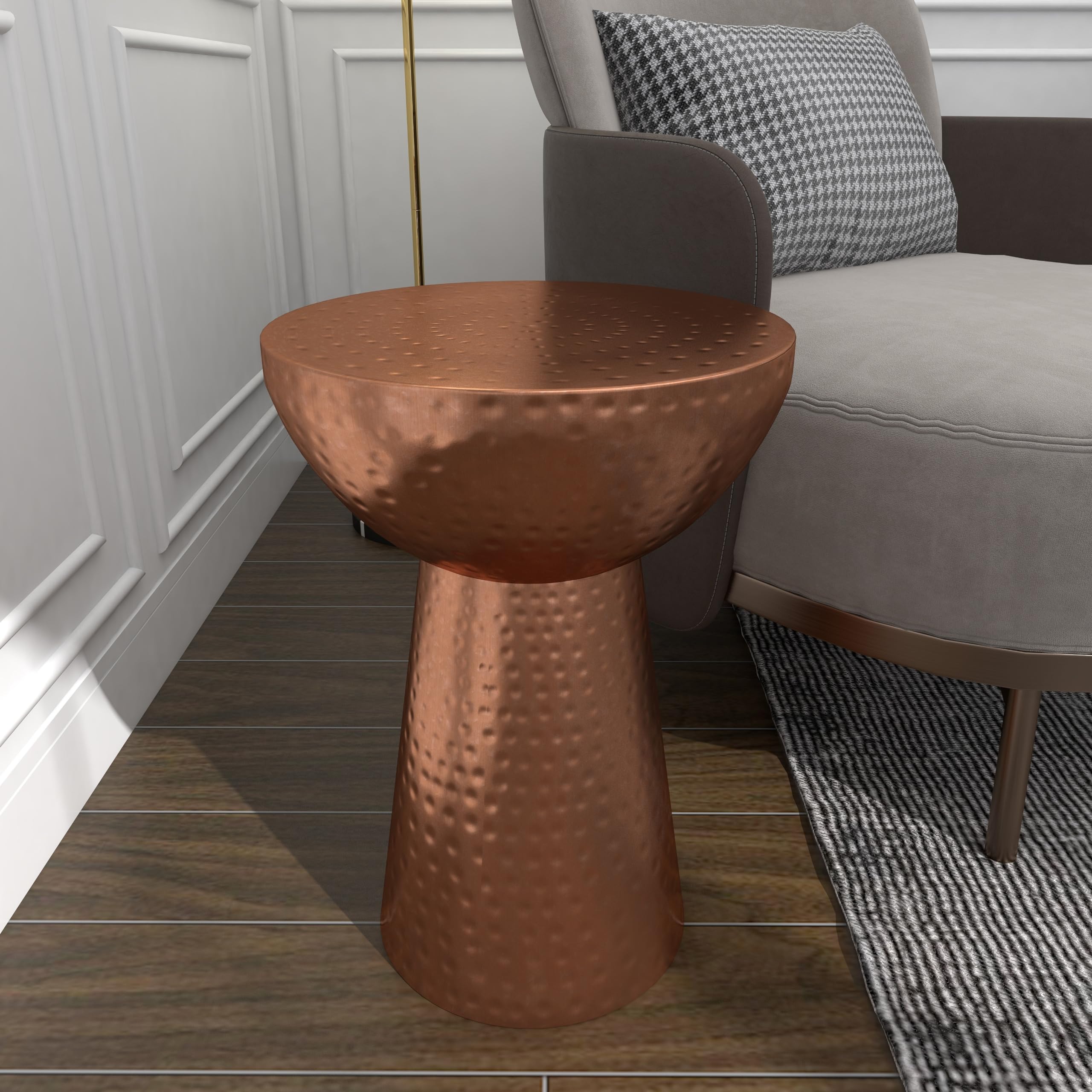 Deco 79 Metal End Accent, Side Table 14" x 14" x 20", Copper