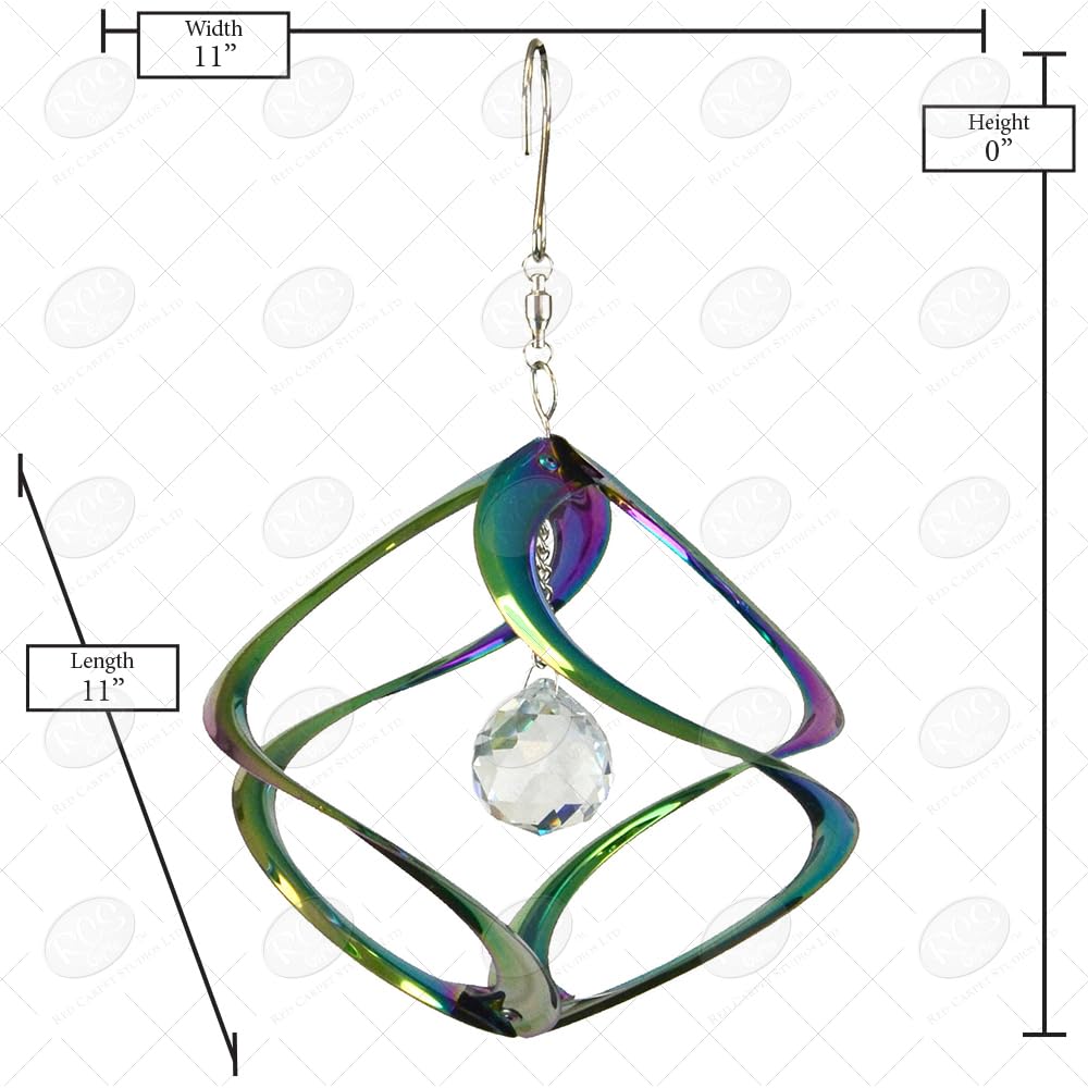 Red Carpet Studios Indoor/Outdoor 3-Dimensonal Garden Decor Small Cosmix Wind Spinner, 11-Inch, Rainbow - Crystal
