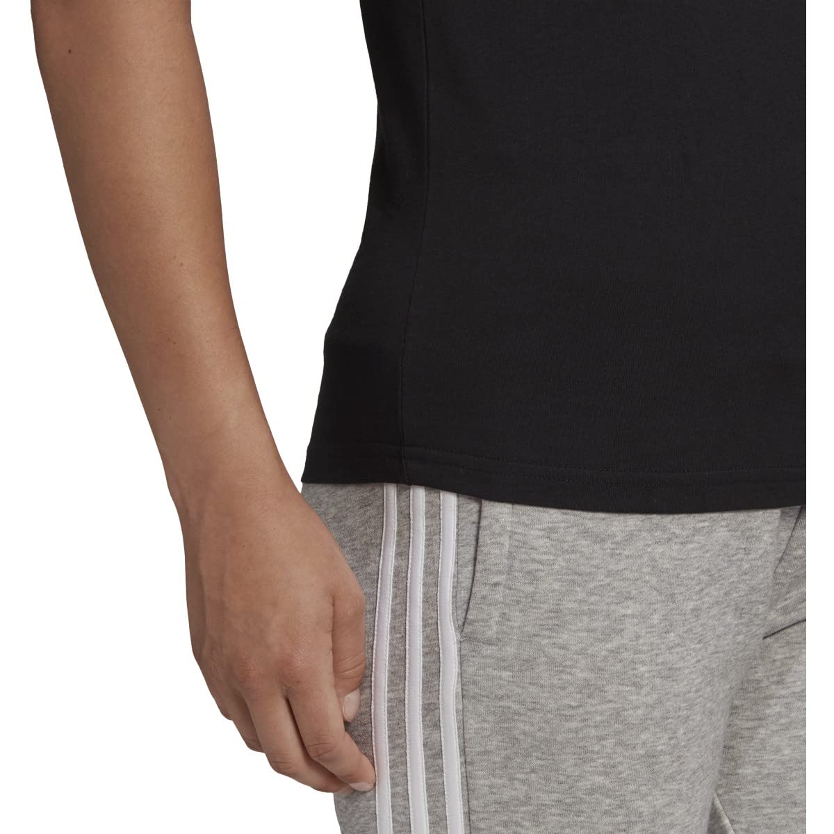 adidas womens Essentials Slim 3-stripes Tee Shirt, Black/White, Medium US
