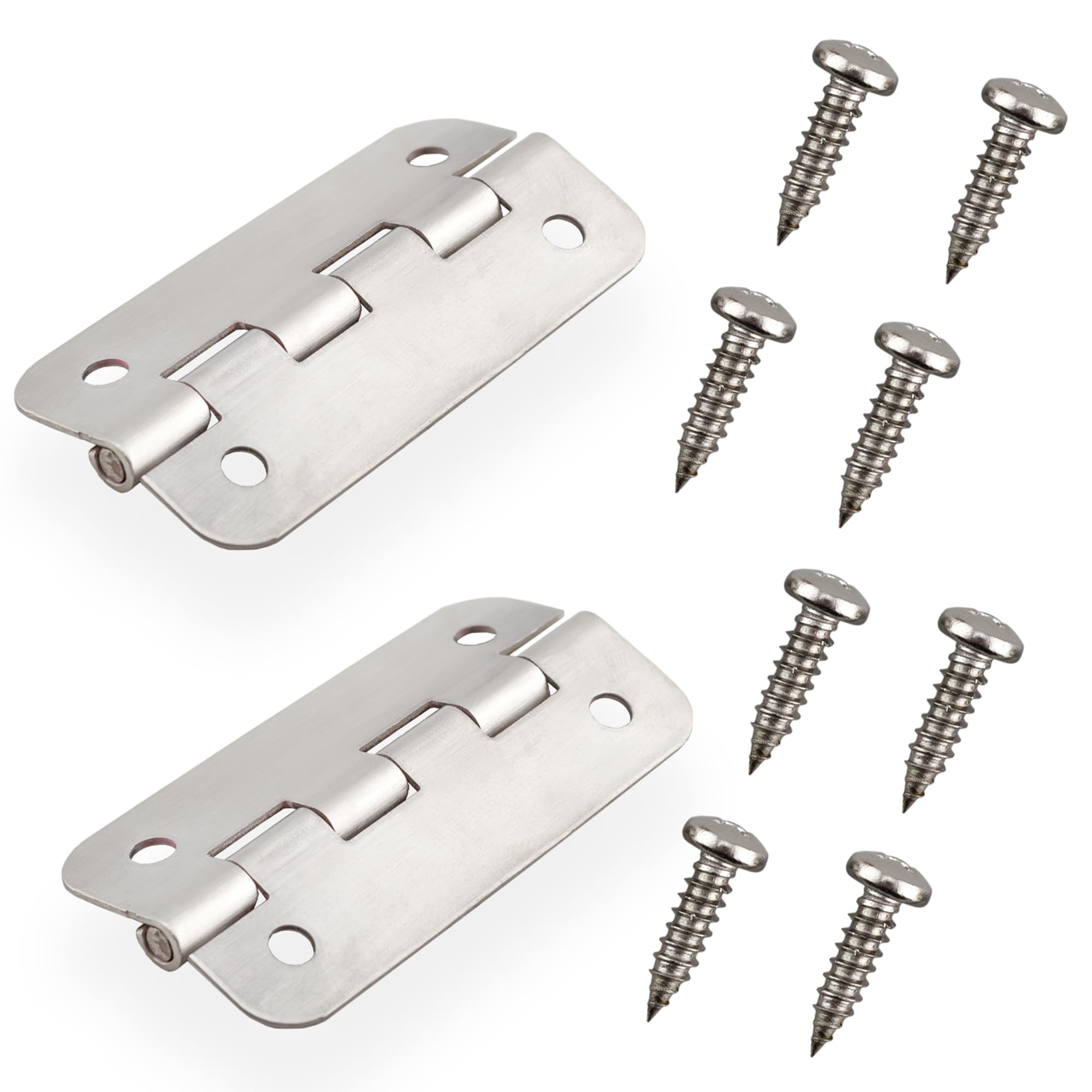 Cornucopia Brands Stainless Steel Replacement Cooler Hinges Compatible w/Igloo Style Ice Chests (Pack of 2 Hinges, 8 Screws)