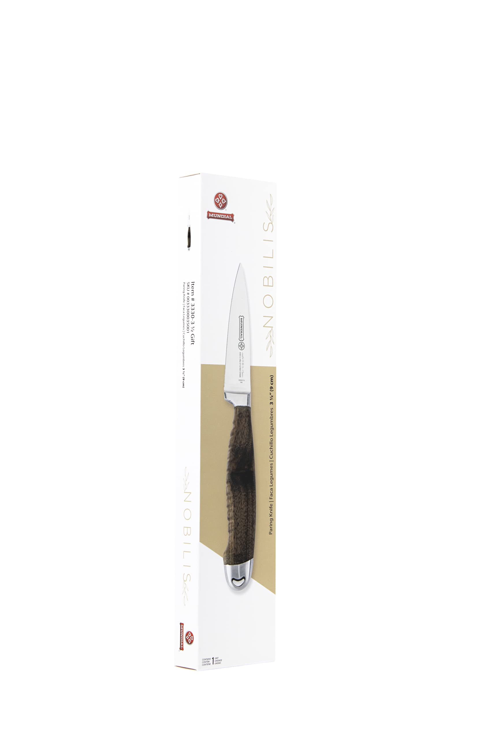 Mundial Nobilis Series, 3.5” Paring Knife, Wood Handle, Stainless Steel Blade - Ideal For Peeling Fruits and Vegetables