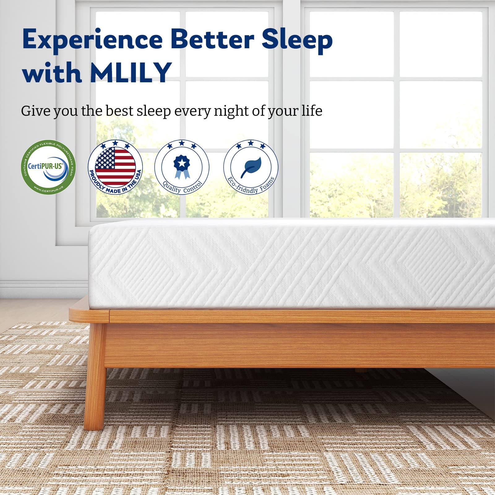 Full Mattress, 8 Inch Memory Foam Mattress Bed in a Box, Medium, Green Tea and Cooling Gel Infused CertiPUR-US Certified, Made in USA