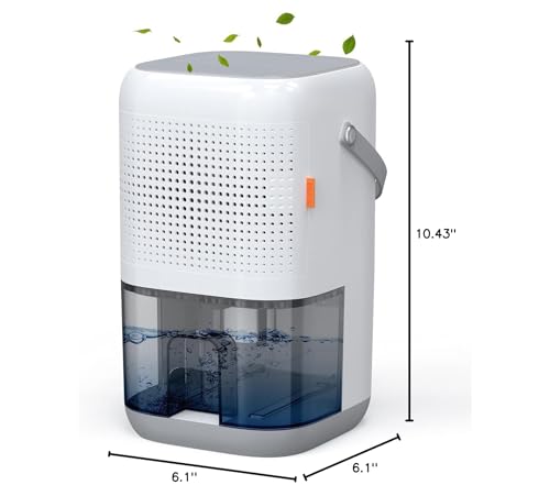 Dehumidifiers for Bedroom - Small Dehumidifier with drain hose 1450ml/49oz - with 2 Modes - 7 Colors LED Light-Auto Shut Off - Ultra Quiet Below 40 dB for 250 sq ft(Hose not included)