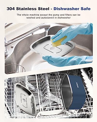 Cat Water Fountain Stainless Steel: 3.2L/108oz Pet Fountain Water Bowl Automatic Drinking Dispenser Cat Feeding & Watering Supplies, Ultra-Quiet Pump & Replacement Filter for Cats Inside(Navy)